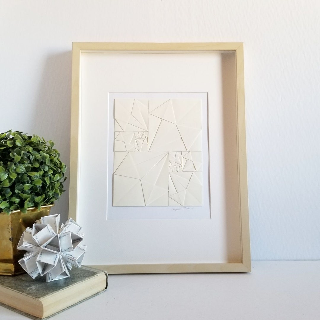 White Geometric Paper Collage Art Origami Sketch No3 - Etsy