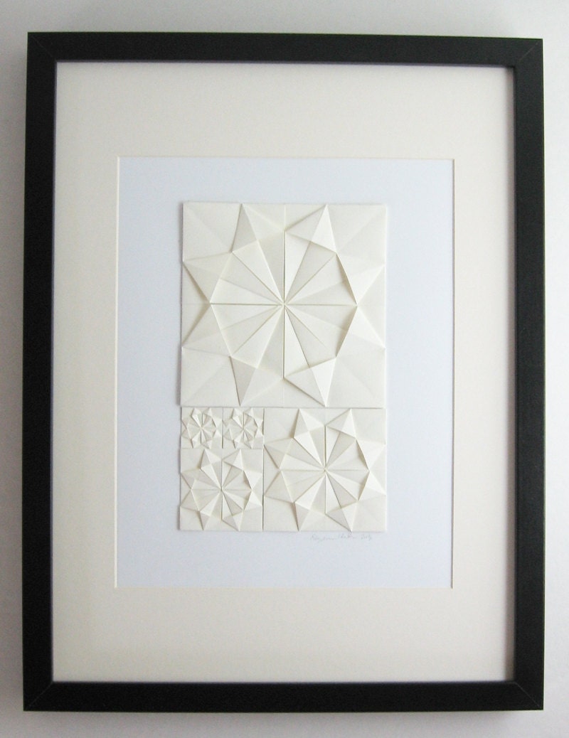 Ivory Paper Collage Art - Origami Sketch No2 - Original Modern ...