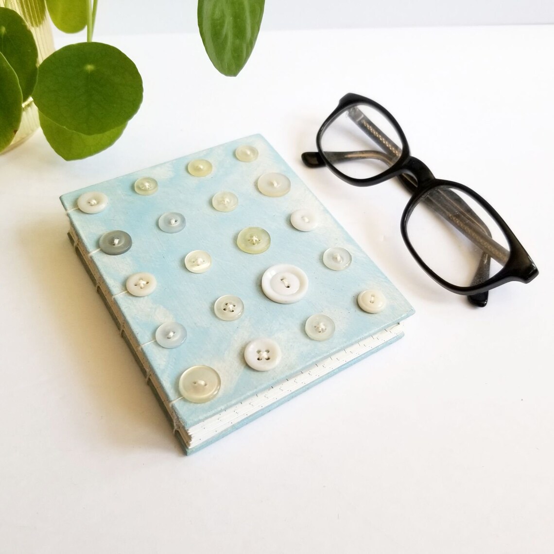 Blue and White Button Art Book 240 Page Blank Journal w | Etsy