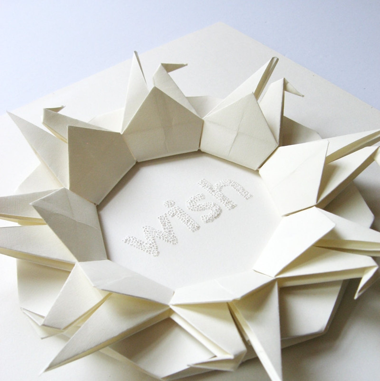 Framed Origami Wish Cranes Art - 10" Square Shadow Box Art - Black ...