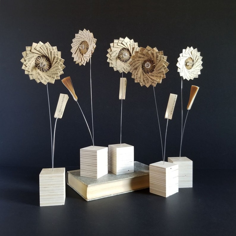 Paper Cog Flower Sculpture Recycled Book Paper Art Sculpture - Etsy