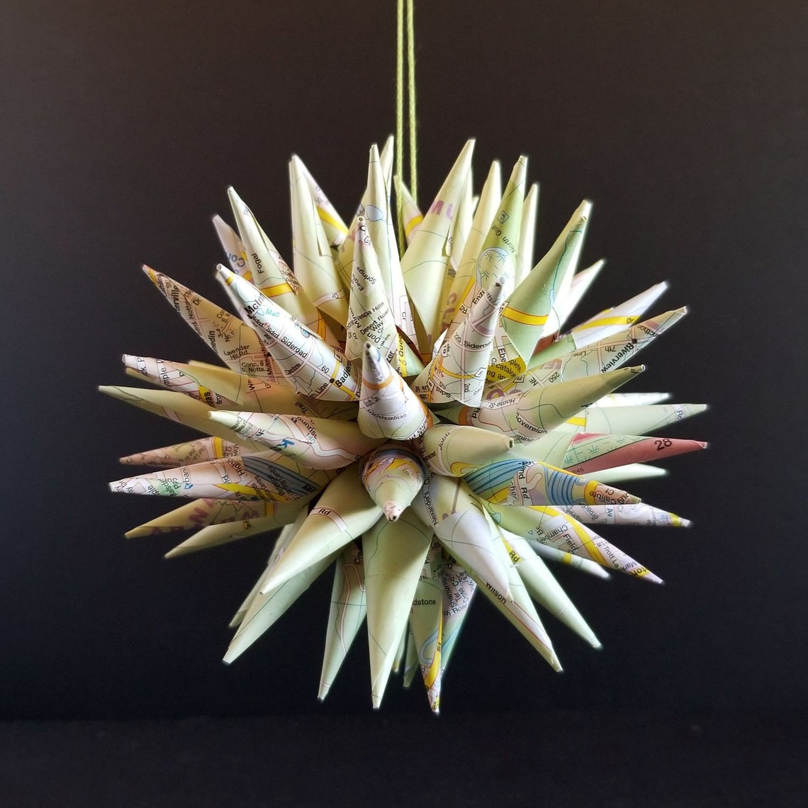Polish Star Ornament 6 Green Map Paper Ball Decoration - Etsy