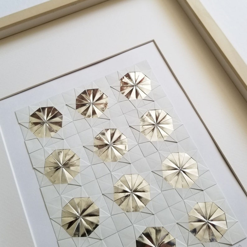 Metallic Silver Paper Collage Art Origami Sketch No25 | Etsy