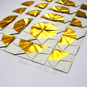 Gold Paper Collage Art - Origami Sketch - Geometric Op Art - Etsy