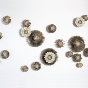 Recycled Book Paper Cogs Sculpture - Grey Modern Art Installation - Paper Star Constellation ...