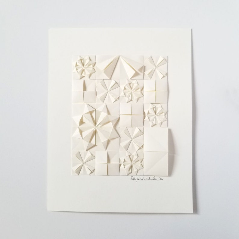XO Origami Paper Collage White or Ivory Origami Art W - Etsy