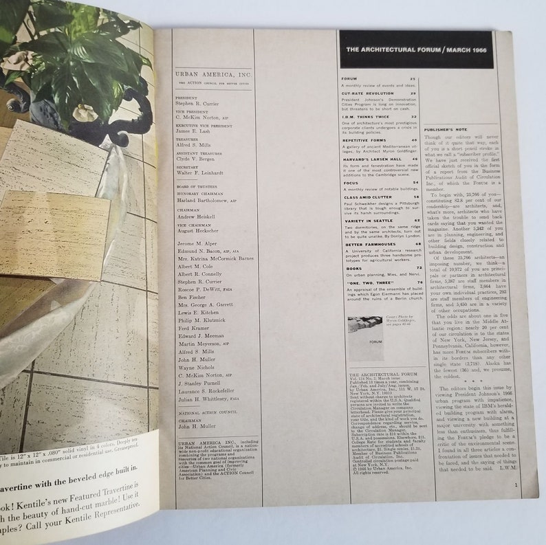 The Architectural Forum Magazine March 1966 Issue - Vintage Illustrated ...