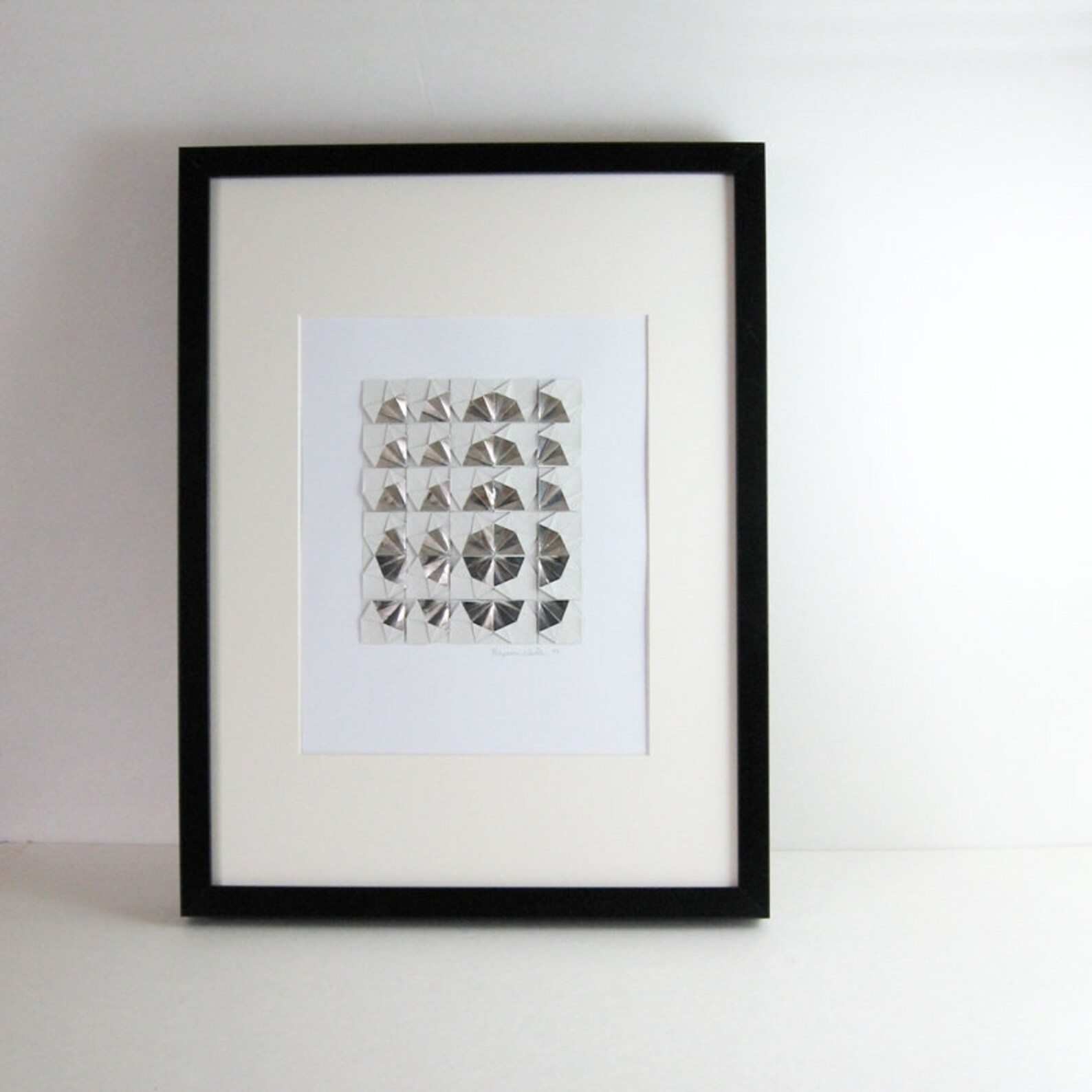 Silver Geometric Paper Collage Art Origami Sketch No17 - Etsy