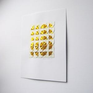 Gold Paper Collage Art - Origami Sketch - Geometric Op Art - Etsy