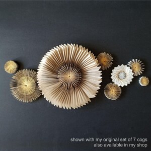 Large Gold Paper Cog 8.5 Round Folded Book Paper Flower Art Recycled ...