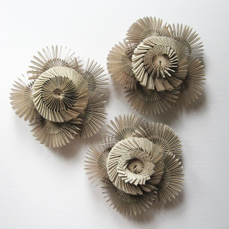 Book Paper Wall Sculpture Paper Cog Spiral Recycled Book - Etsy