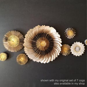 Gold Folded Book Paper Flower - 7.75" Round Paper Cog - Recycled Book ...