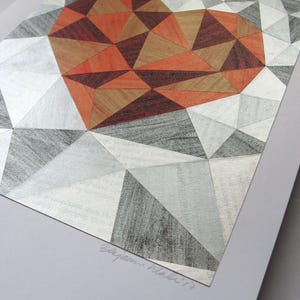 Geometric Red Heart Art - Mixed Media Book Paper Collage Art in ...