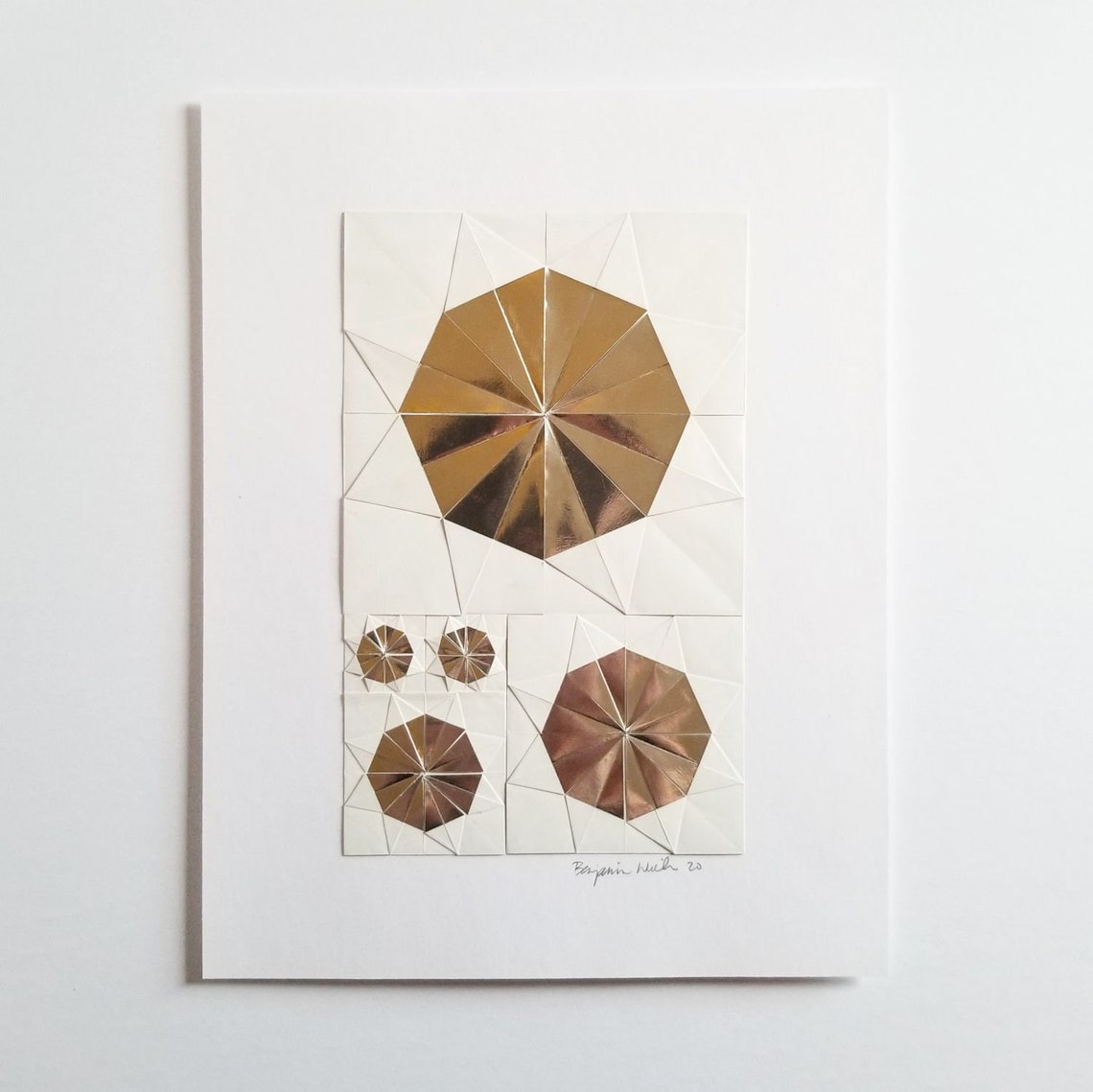 Metallic Silver Paper Collage Art Origami Sketch No26 | Etsy