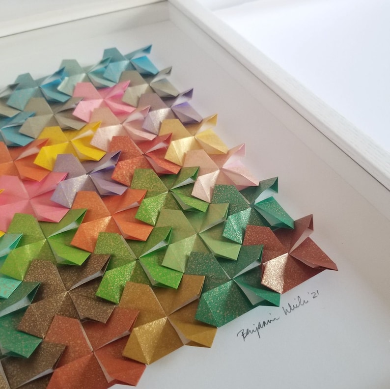 Pixelated Flower Garden Landscape Colorful Origami Art - Etsy