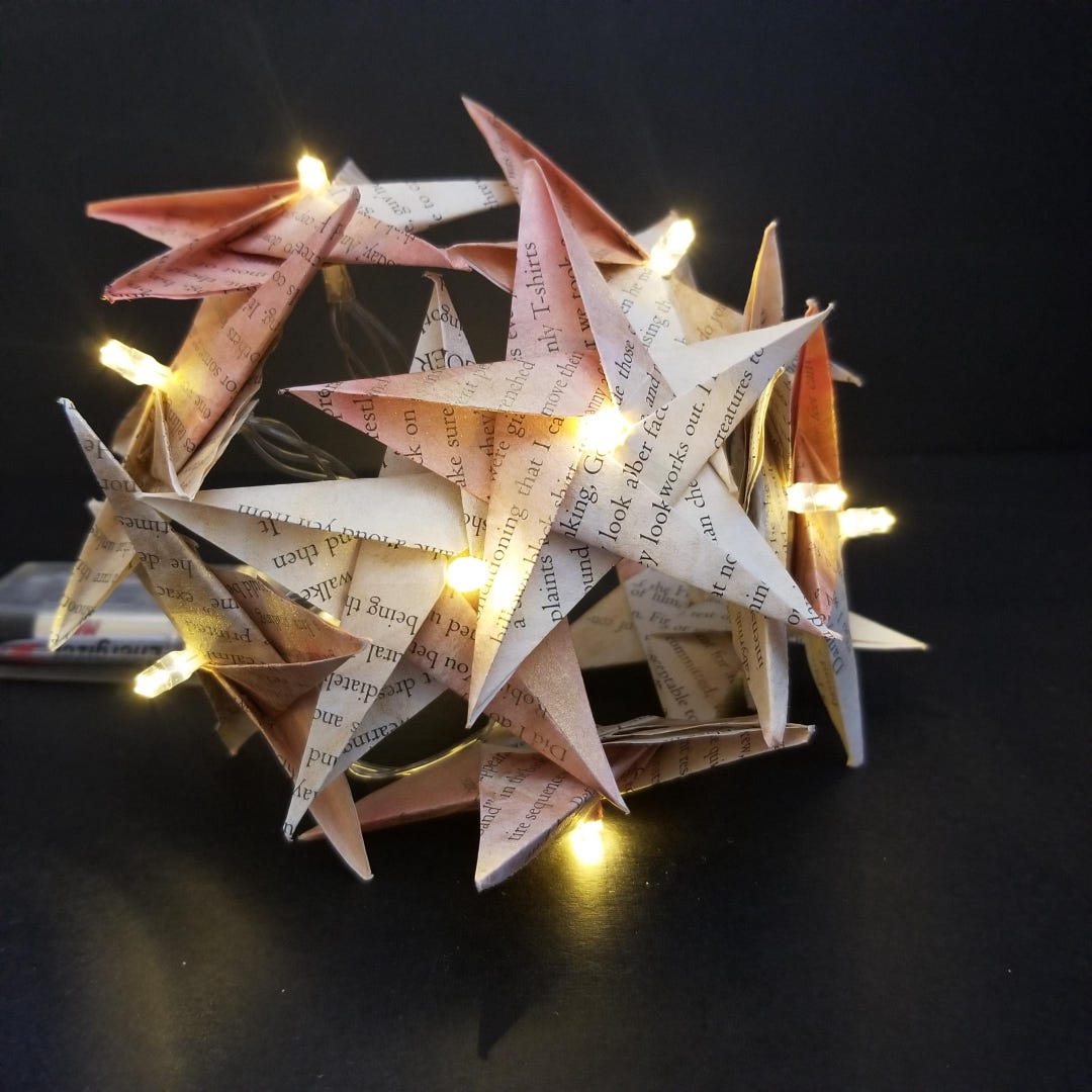 Origami Star Lights Garland - 6 Foot Strand of LED Lights on Timer W 10 ...