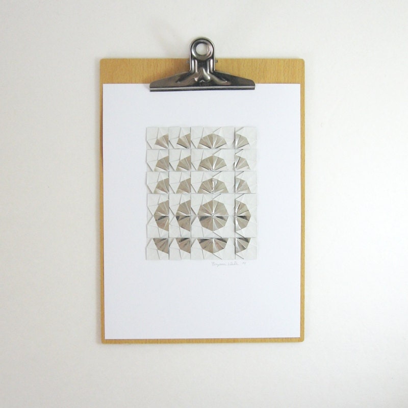 Silver Geometric Paper Collage Art Origami Sketch No17 - Etsy
