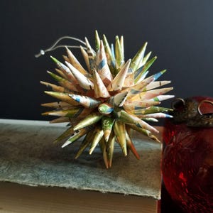 Lucky Polish Star Ornament - 4" Gold Paper Ball Decoration - Recycled ...