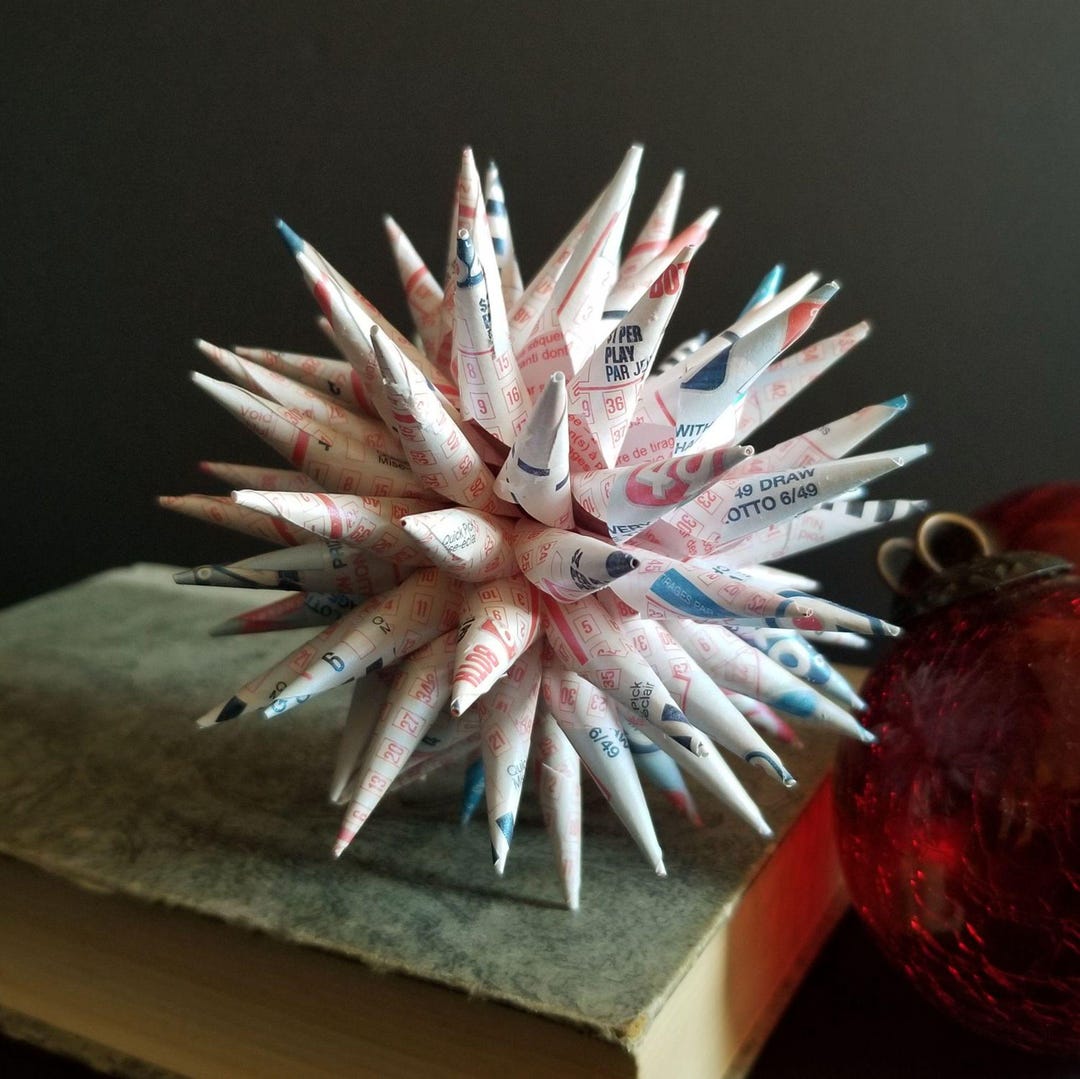 Lucky Polish Star Ornament - 4" Gold Paper Ball Decoration - Recycled ...