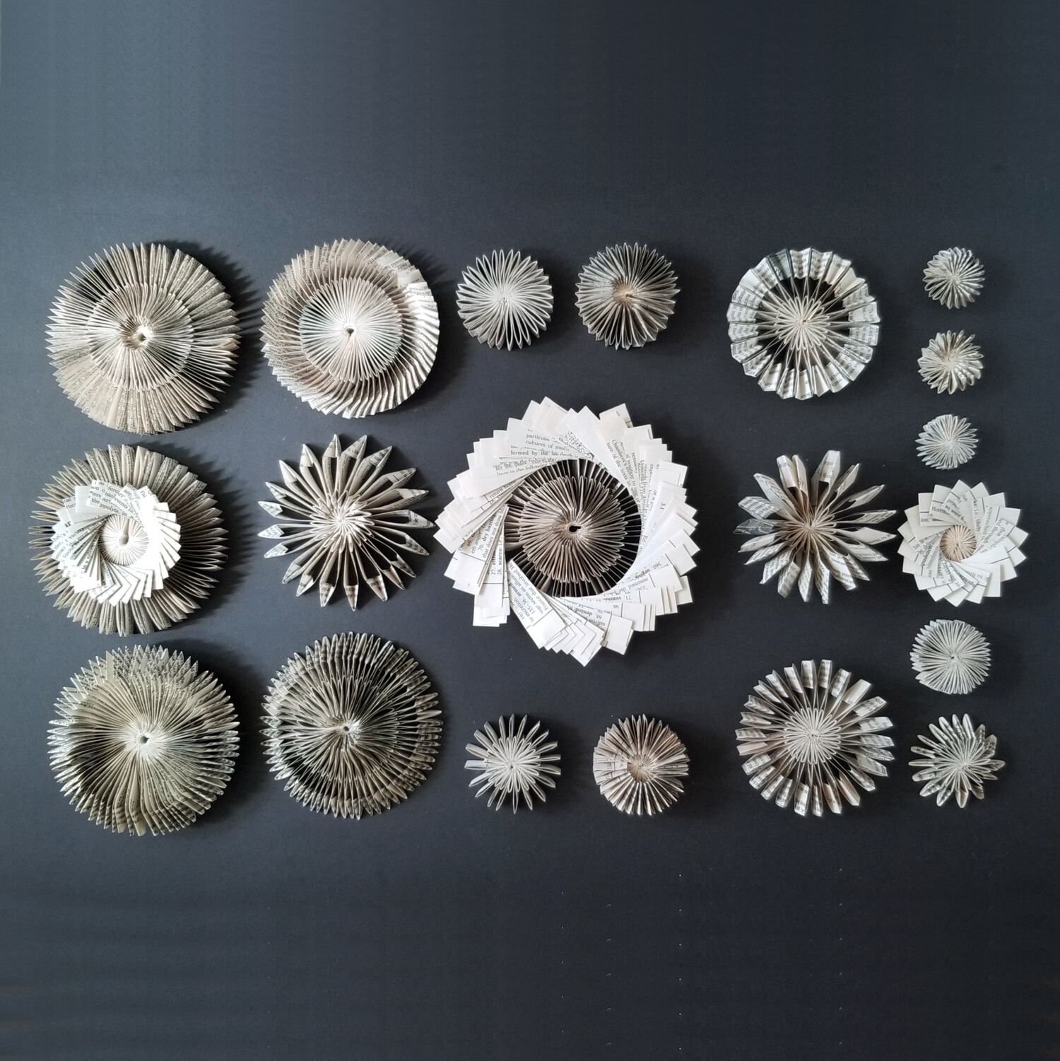 Folded Book Paper Cog Wall Sculpture - Collection No34 - Recycled Book ...