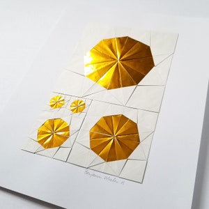 Metallic Gold Paper Collage Art - Origami Sketch No26 - Modern Origami ...