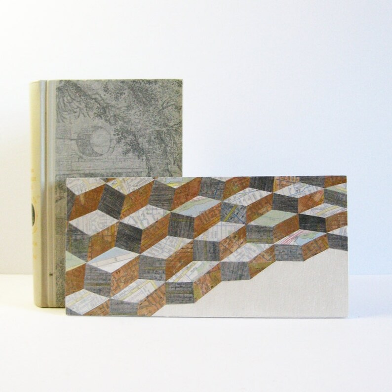 Geometric Map Paper Collage Art – Toronto Landscape Painting on Wood ...