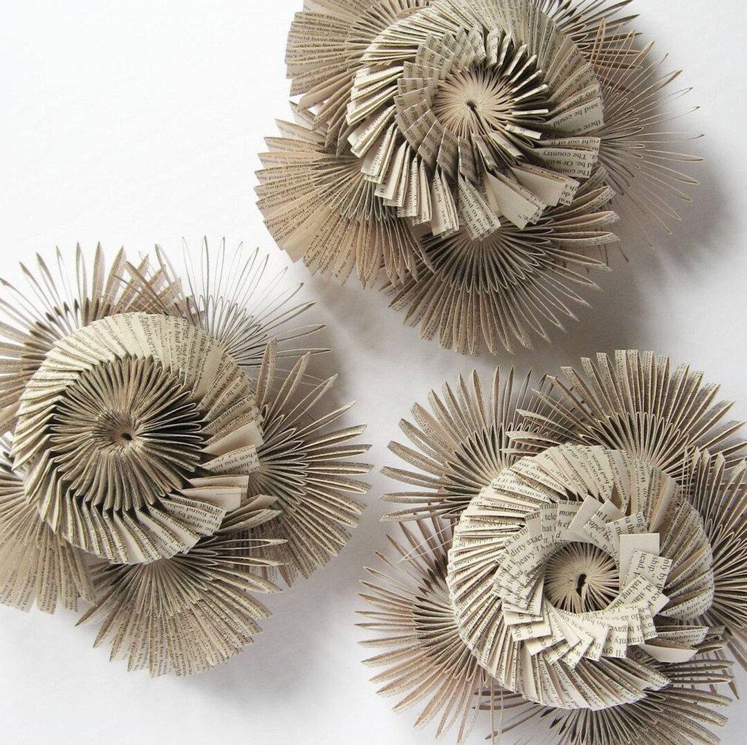Book Paper Cog Spiral Wall Sculpture - Recycled Book Art - Etsy