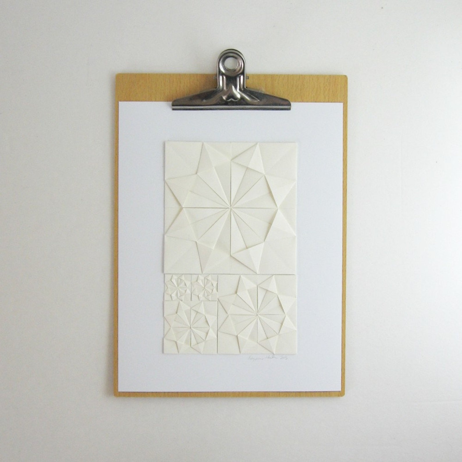 Ivory Paper Collage Art - Origami Sketch No2 - Original Modern ...