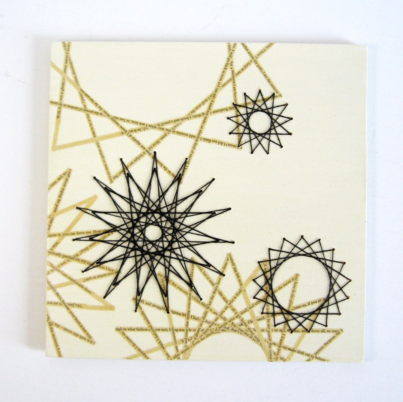 Star Constellation Embroidered Book Paper Collage W String - Etsy