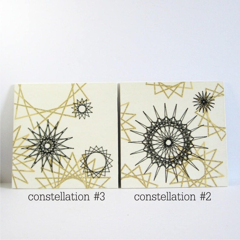 Star Constellation Embroidered Book Paper Collage W String - Etsy