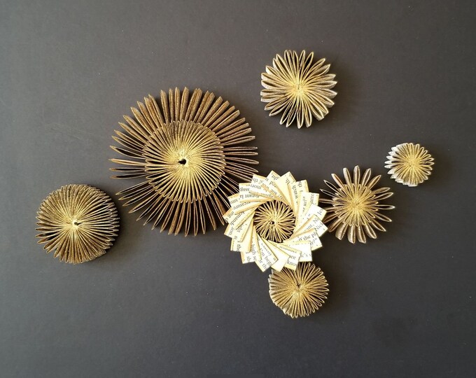Gold Paper Wall Sculpture Book Paper Cog Collection No29 | Etsy
