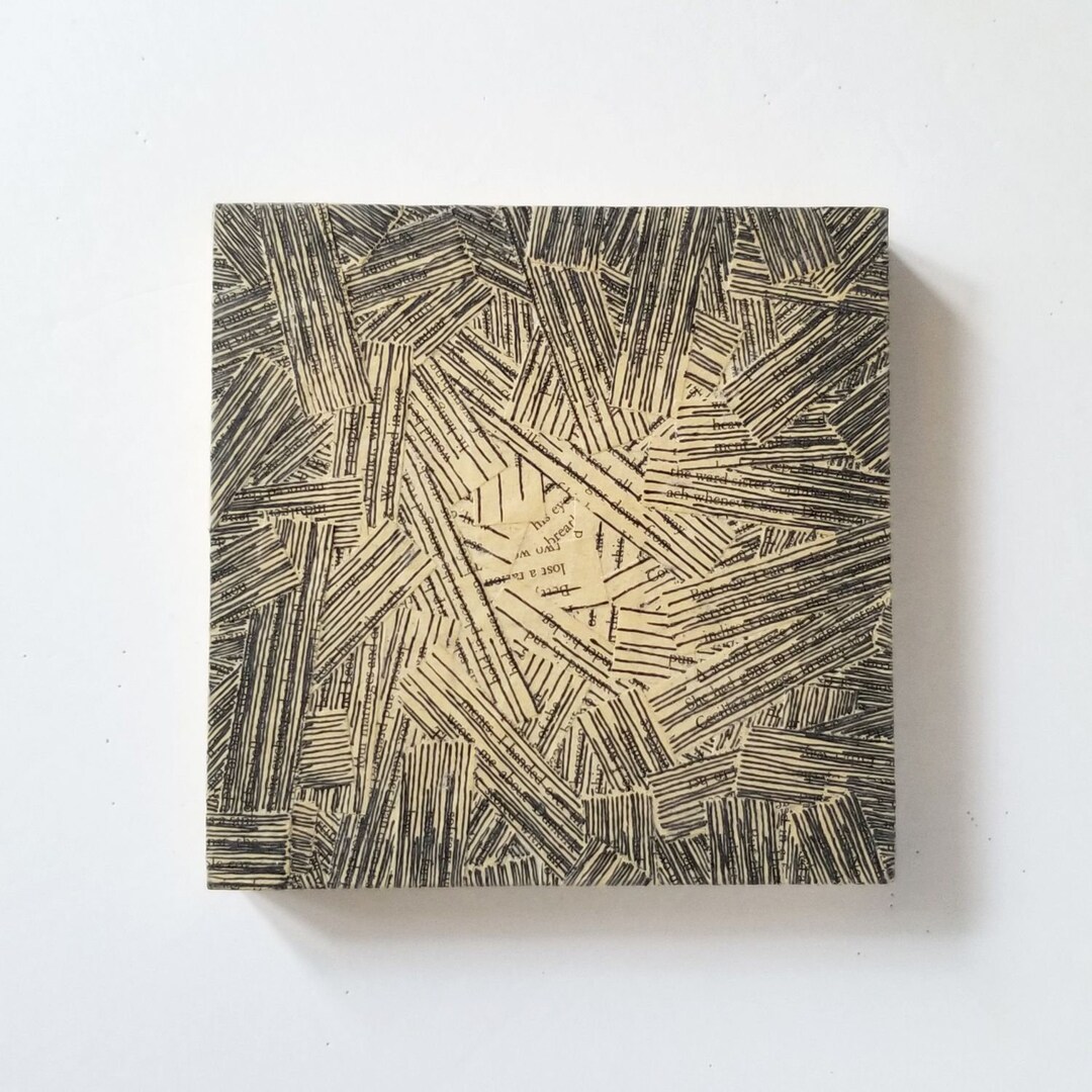 Ombre Square Art Tile 6x6 Book Paper Collage W Geometric Drawing on ...