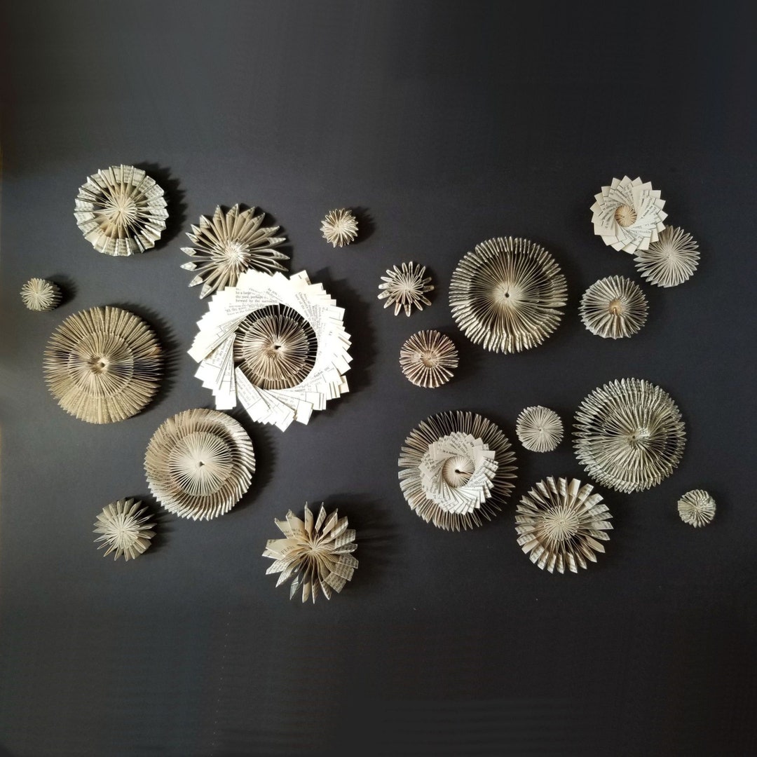 Folded Book Paper Cog Wall Sculpture - Collection No34 - Recycled Book ...