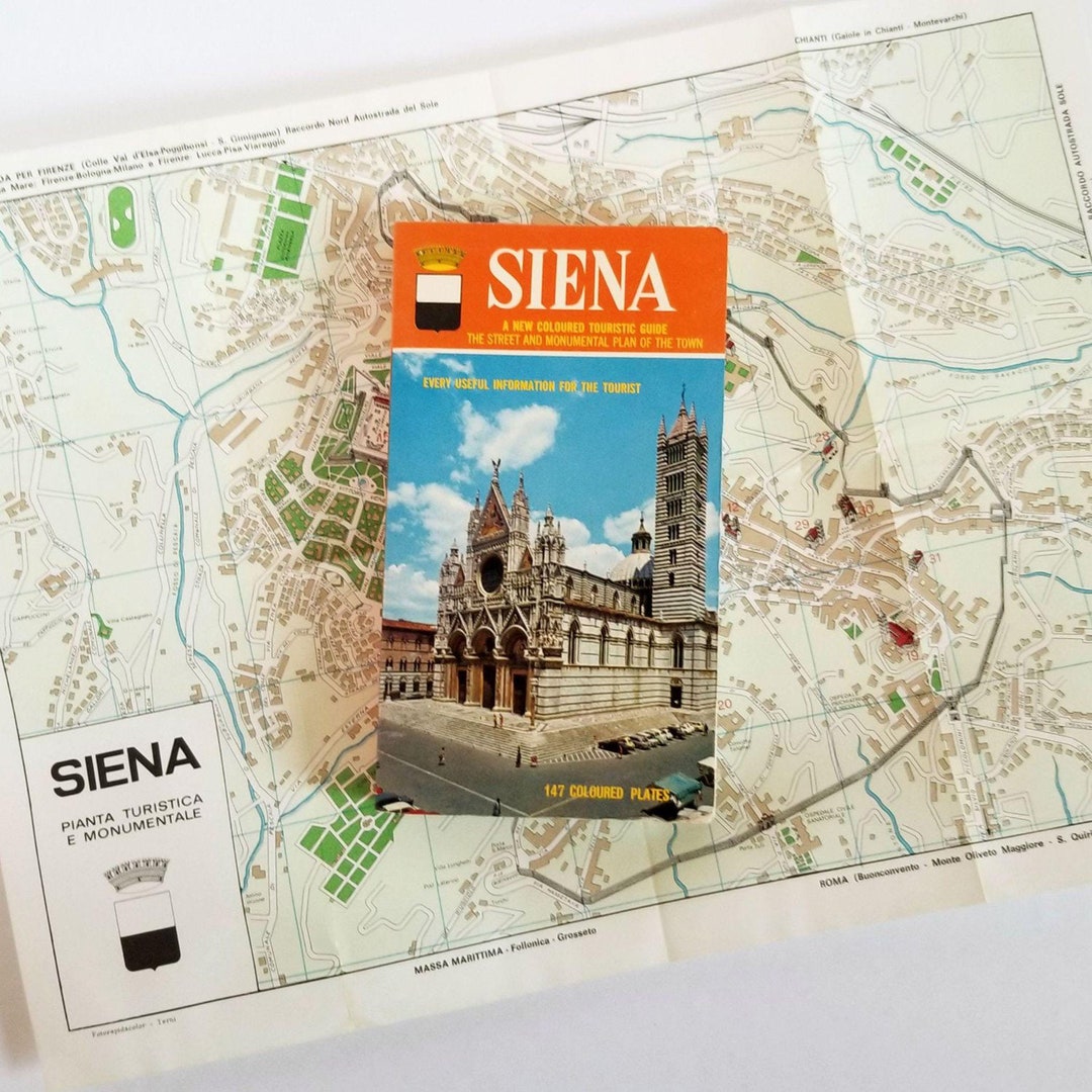 Siena Italy Travel Guide - Vintage Illustrated Softcover Book W Fold ...