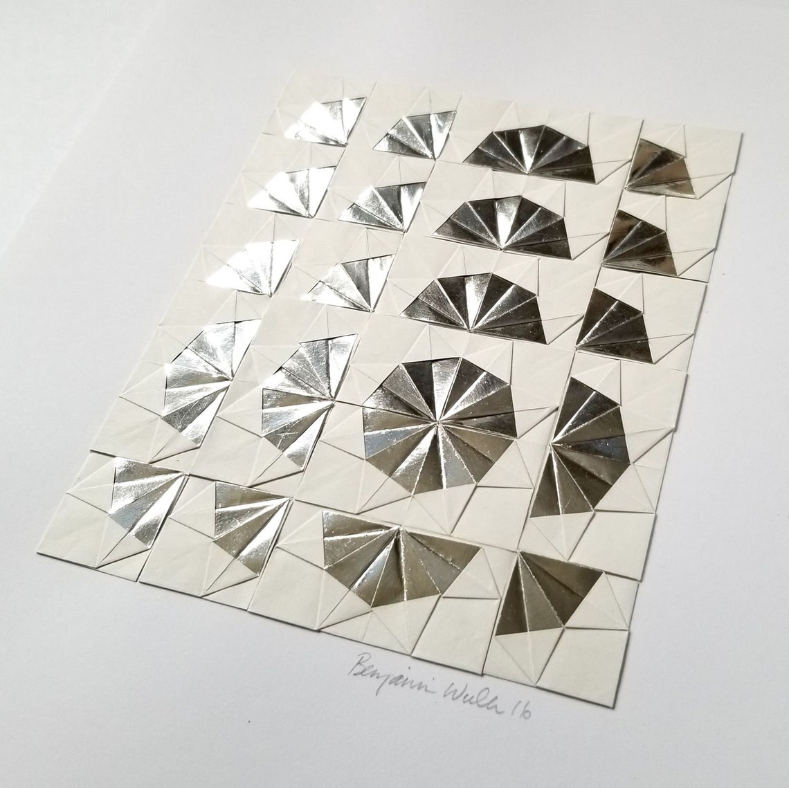 Silver Geometric Paper Collage Art Origami Sketch No17 - Etsy