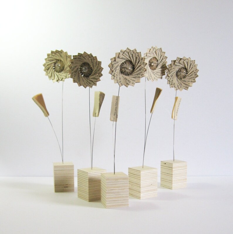 Paper Cog Flower Sculpture Recycled Book Paper Art Sculpture - Etsy