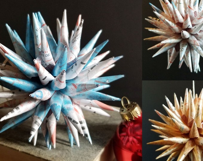 Lucky Polish Star Ornament - 4" Gold White or Blue Paper Ball ...