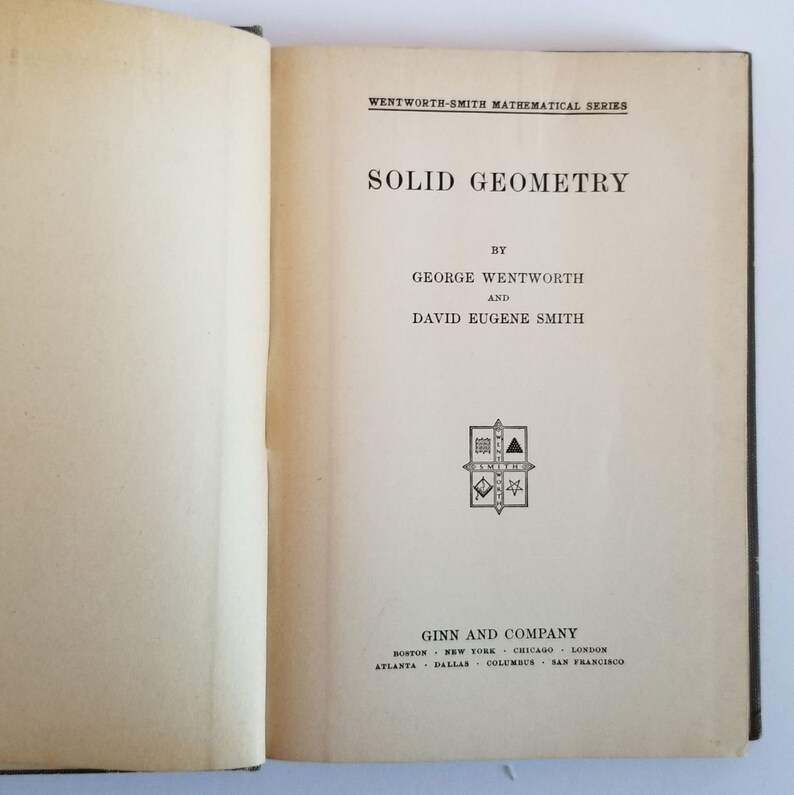 Solid Geometry Text Book Antique 1913 School Math Textbook - Etsy