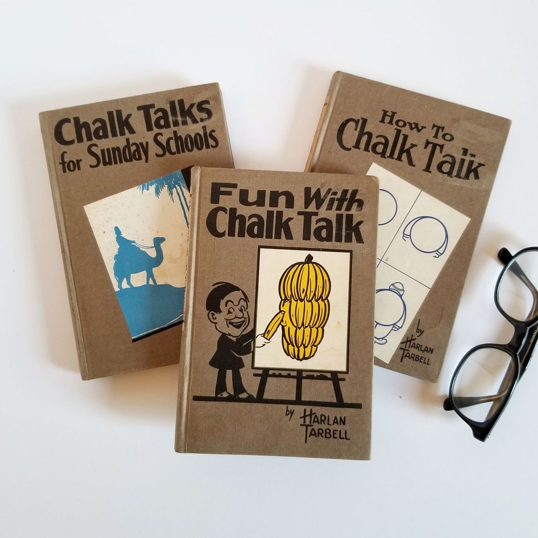 Chalk Talk Book Set - 3 Antique Illustrated Hardcover Books - Harlan ...