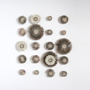Recycled Book Paper Cogs Sculpture - Grey Modern Art Installation - Paper Star Constellation ...
