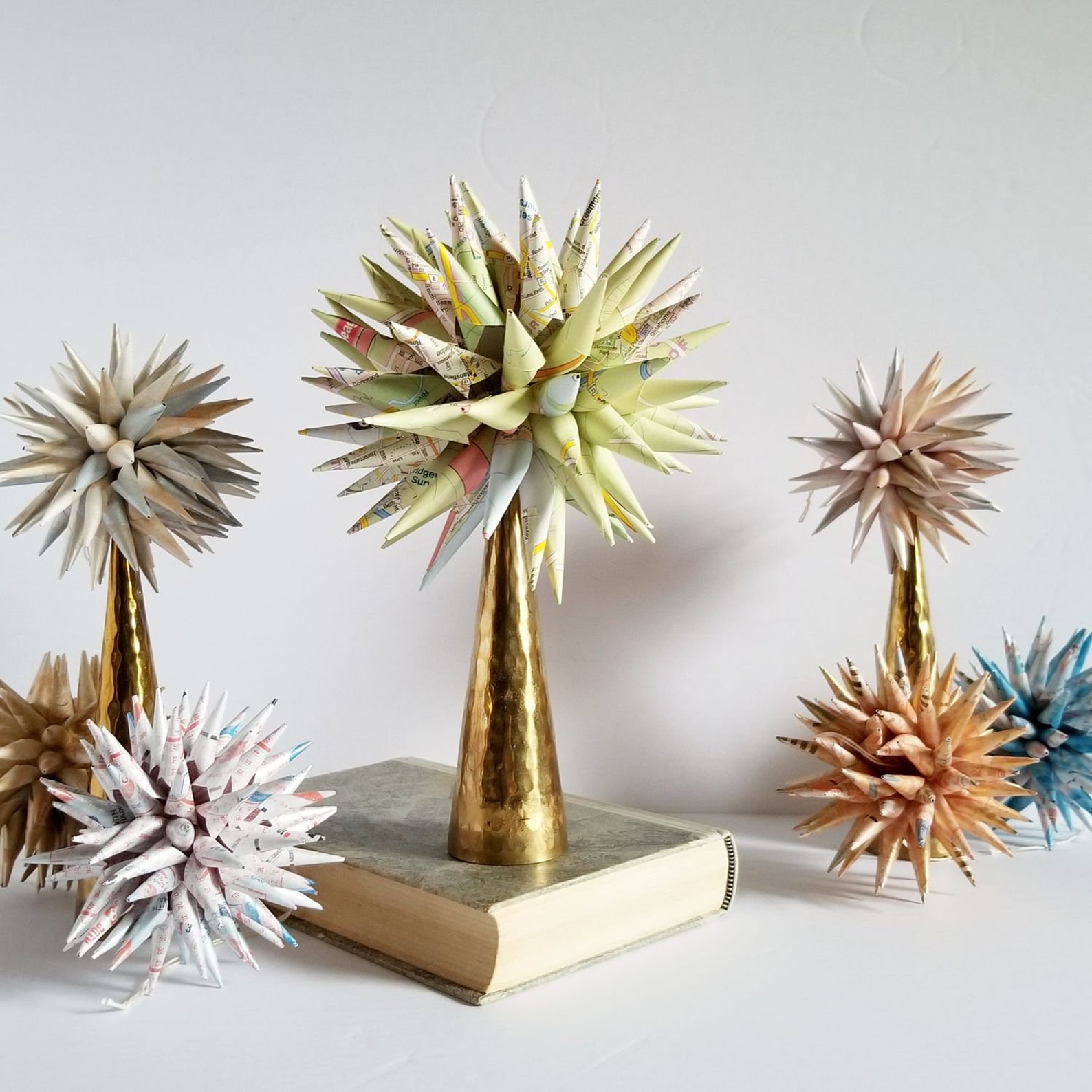 Polish Star Ornament - 6" Green Recycled Map Paper Star Sculpture - Etsy