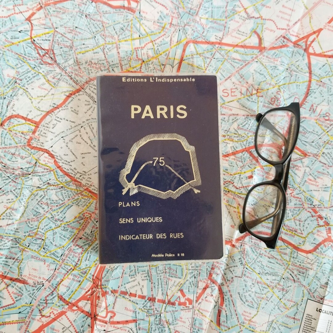 Portable Map Book of Paris Vintage French Paris Street Map Book W 28x22 ...