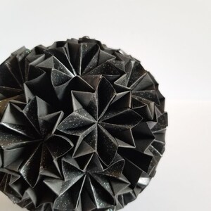 Black Paper Star Sculpture 5.5" Paper Ball of Stars - Origami Kusudama ...