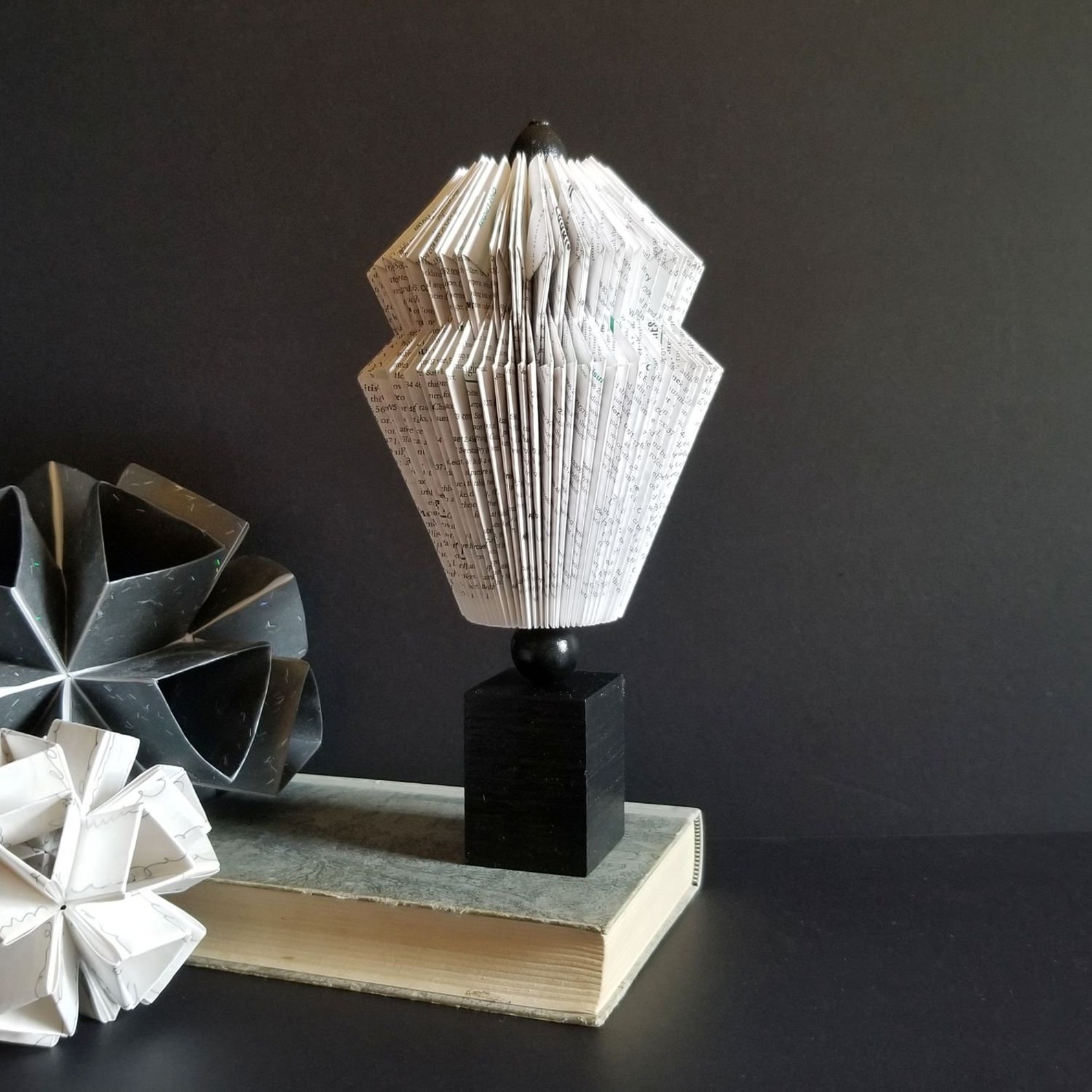 Paper Cog Book Sculpture Black and White Recycled Book Paper - Etsy