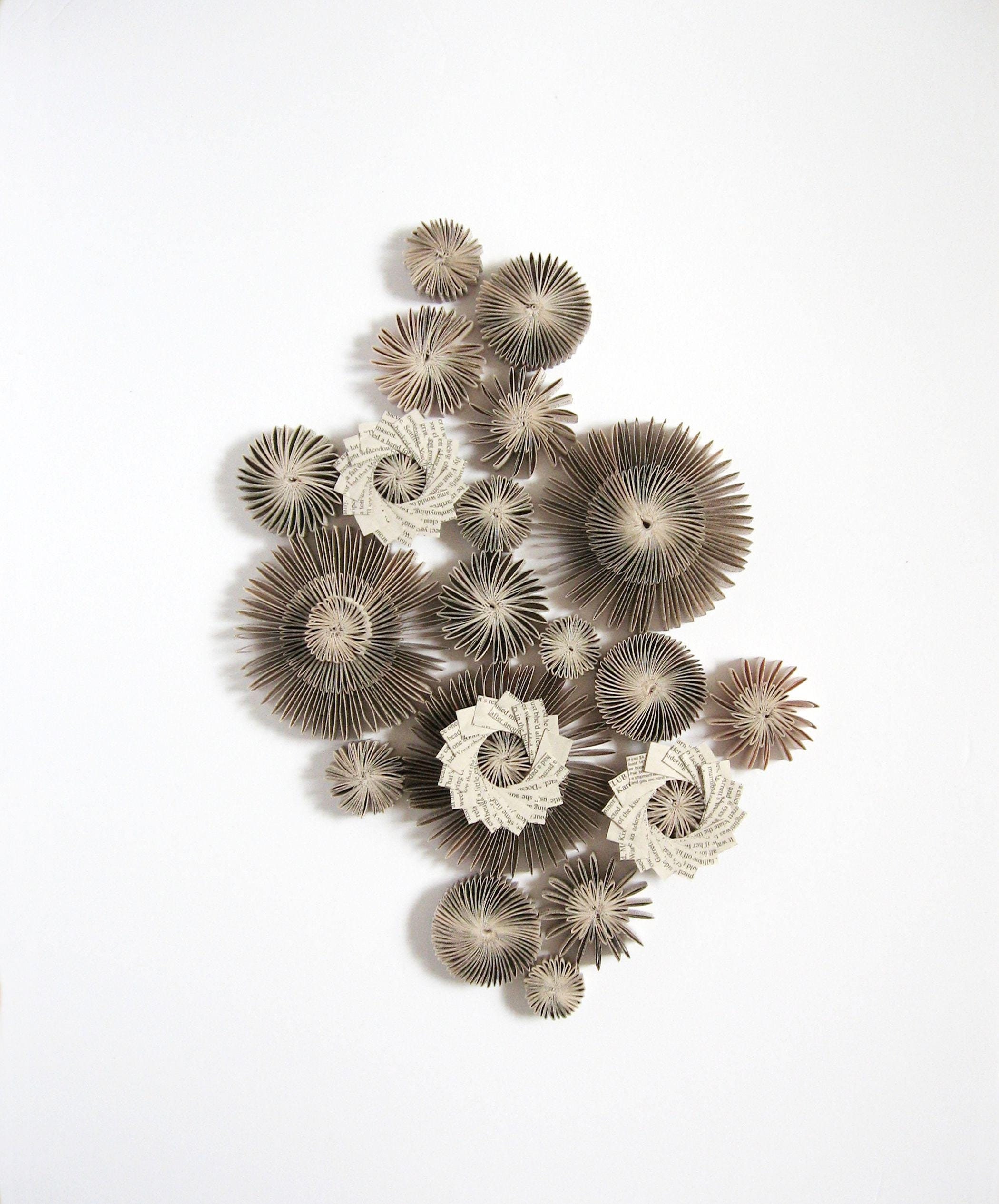 Recycled Book Paper Cogs Sculpture - Grey Modern Art Installation ...