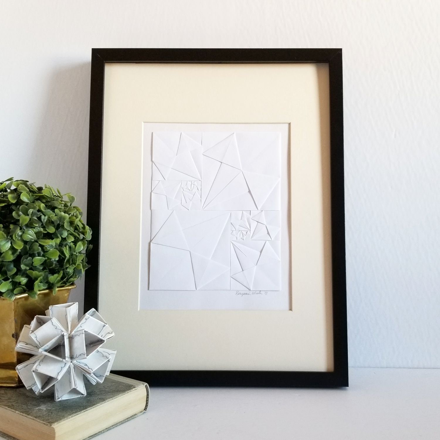 White Geometric Paper Collage Art Origami Sketch No3 | Etsy Canada