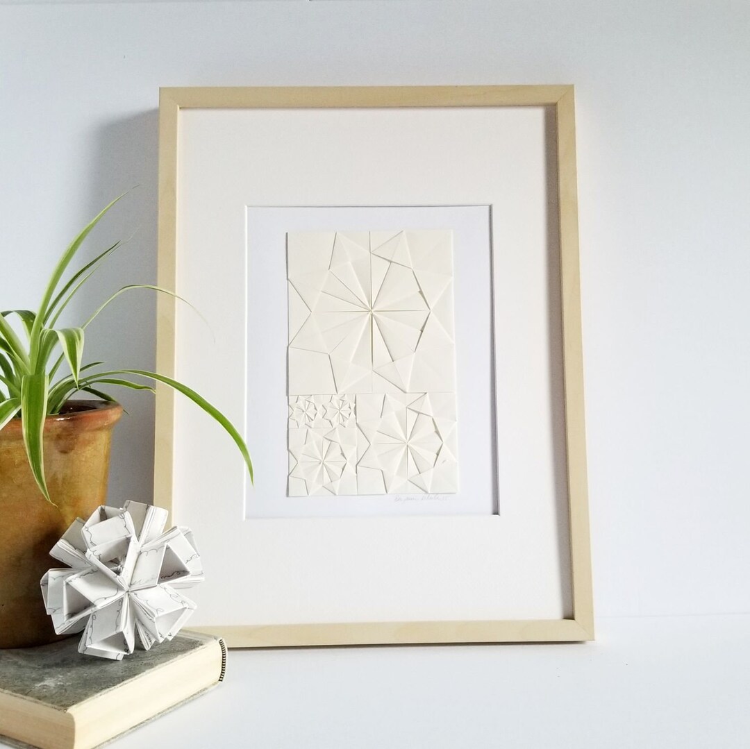 Ivory Paper Collage Art Origami Sketch No2 Original Modern Minimalist ...