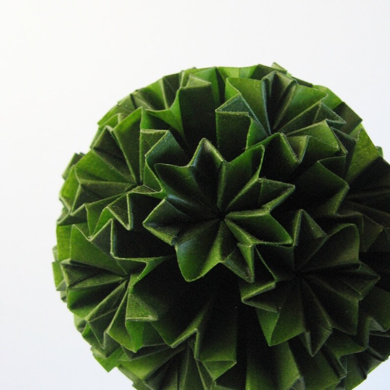 Pair of Green Paper Topiary Sculptures on Brass Pedestals - Etsy