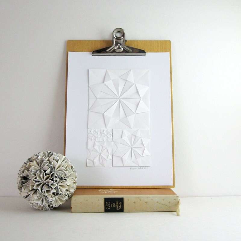 White Paper Collage Art Origami Sketch No2 Original | Etsy