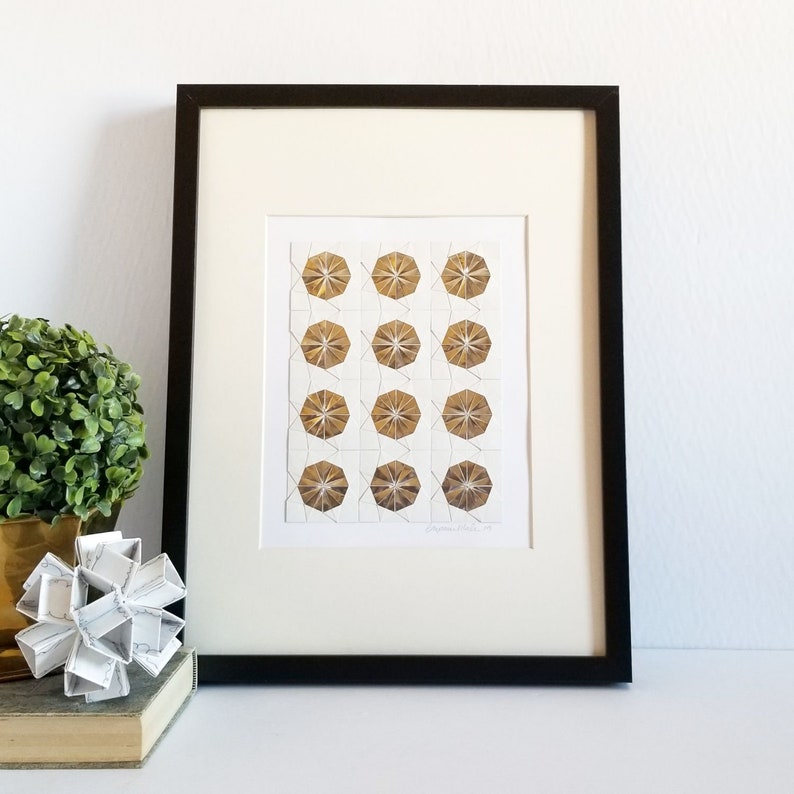 Metallic Silver Paper Collage Art Origami Sketch No25 | Etsy